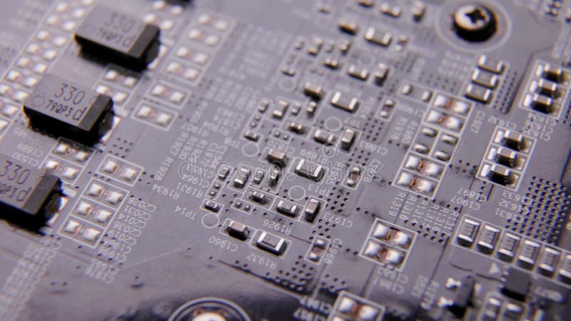 Graphics Card GPU Circuit Board, Capacitors and Fuses, Microchip and ...