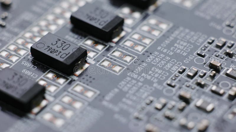 Graphics Card GPU Circuit Board, Capacitors and Fuses, Microchip and ...