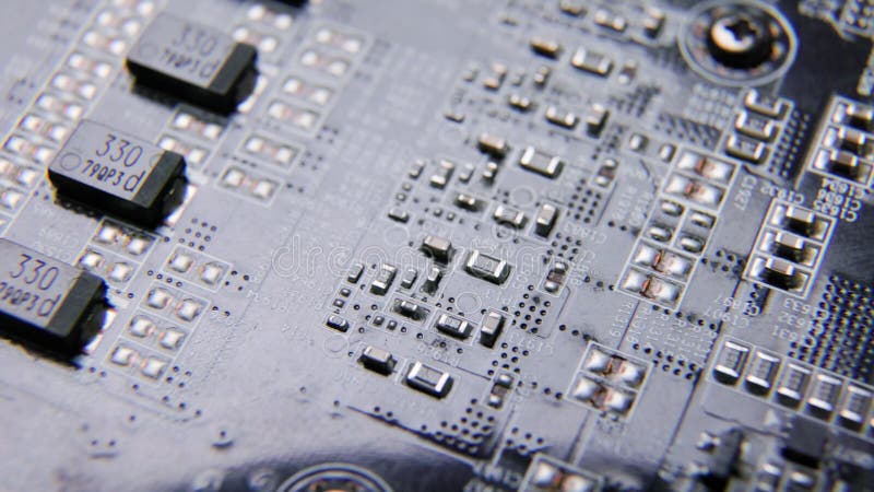 Graphics Card GPU Circuit Board, Capacitors and Fuses, Microchip and ...