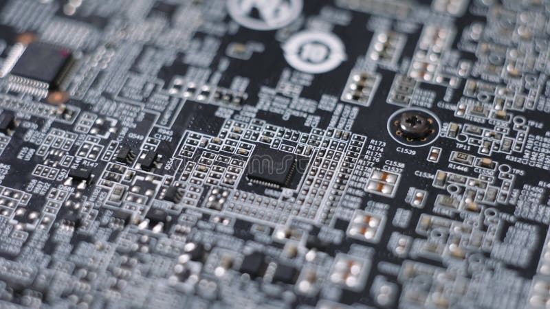 Graphics Card GPU Circuit Board, Capacitors and Fuses, Microchip and ...