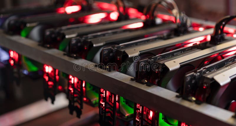 Graphics Card for Mining for Bitcoin Mining Farm Stock Photo - Image of ...