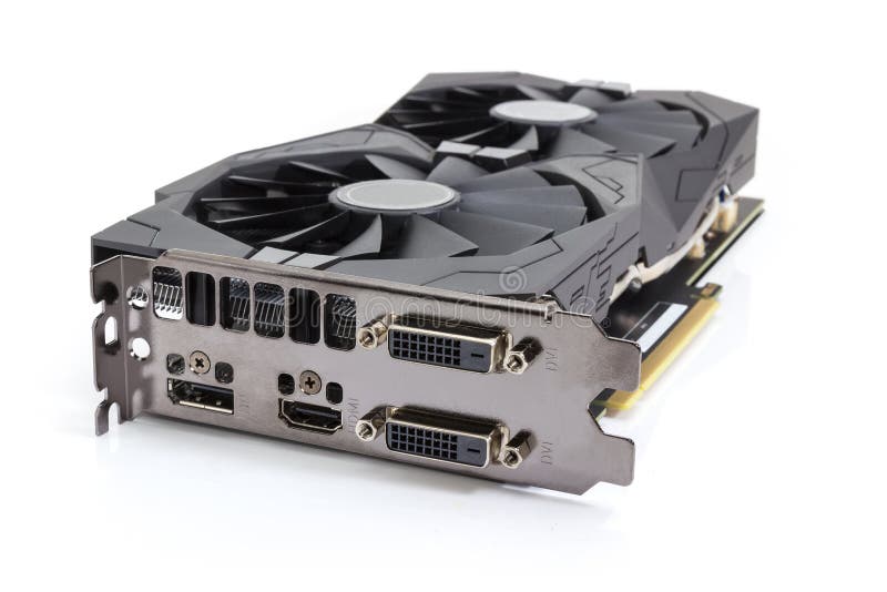 Graphics Card from the Side of External Connectors Close-up Stock Photo ...