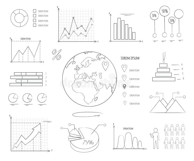Graphics and Charts Black and White Templates Stock Vector ...
