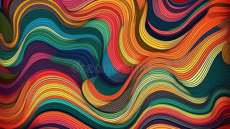 Graphics, Colored Waves, Lines Drawn on Paper. Pattern, Abstract ...