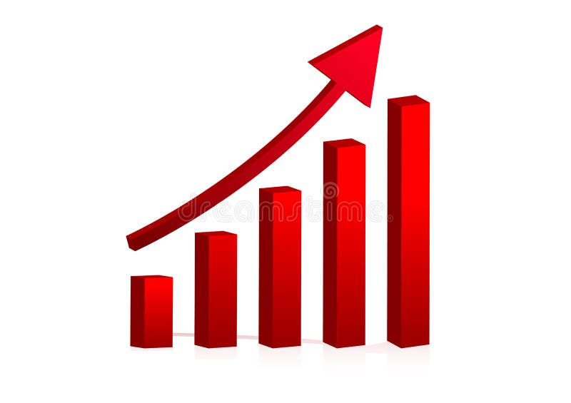 Graphics Design Red Graph Arrow Up with White Background Illustration ...