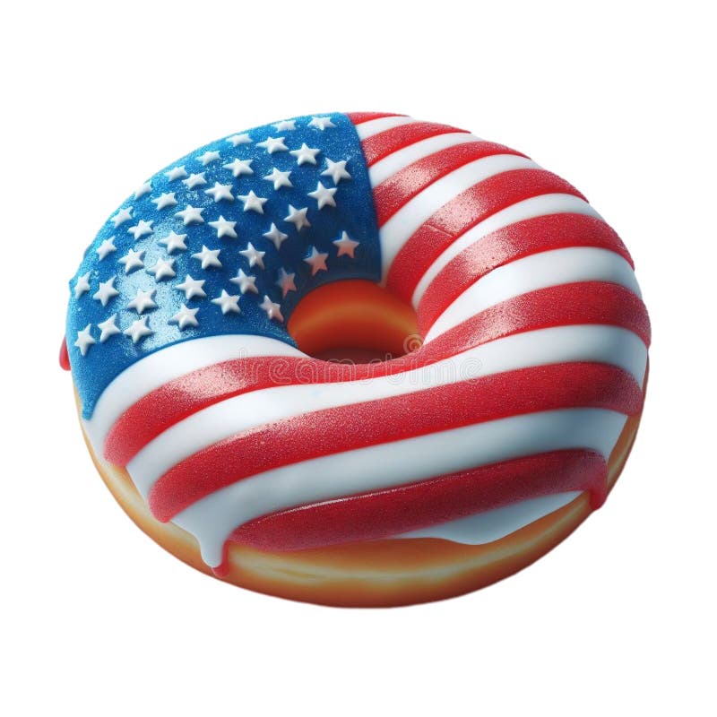 Graphics of a Donut Covered with Icing in the Colors of the American ...