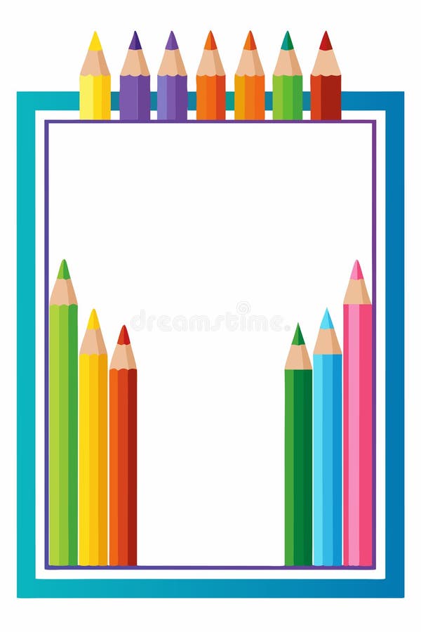 Graphics Frame Rectangle Made of Colored Pencils Stock Illustration ...