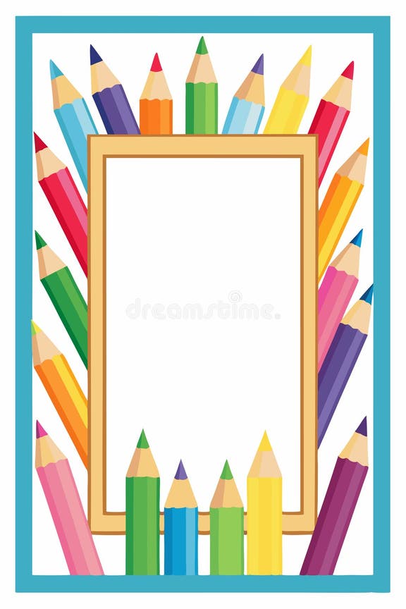 Graphics Frame Rectangle Made of Colored Pencils Stock Photo ...