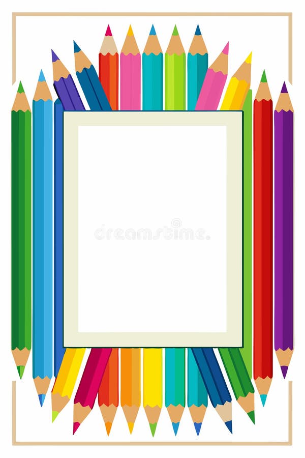 Graphics Frame Rectangle Made of Colored Pencils Stock Illustration ...