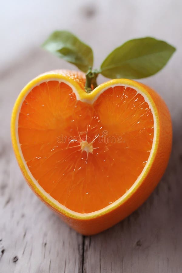 Graphics of Half an Orange in the Shape of a Heart Stock Image - Image ...