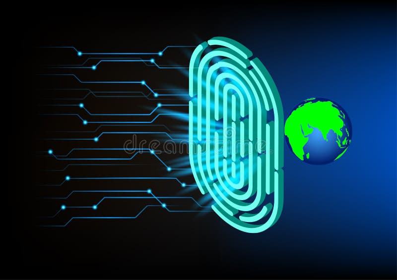Graphics Image Data Security Access Fingerprint Protect with World Map ...