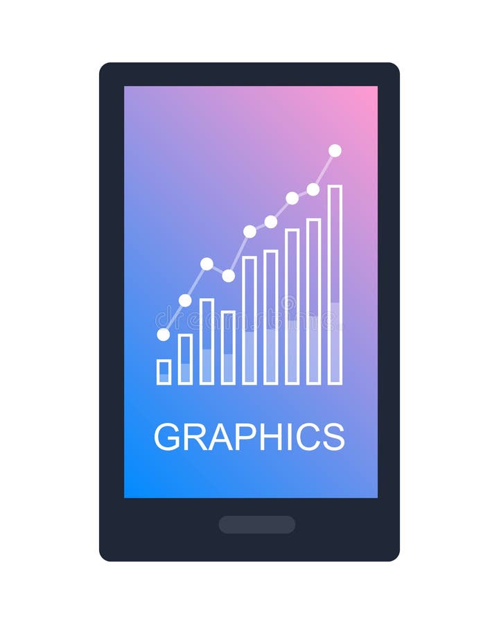 Graphics on Isolated Smartphone Screen on White Stock Vector ...