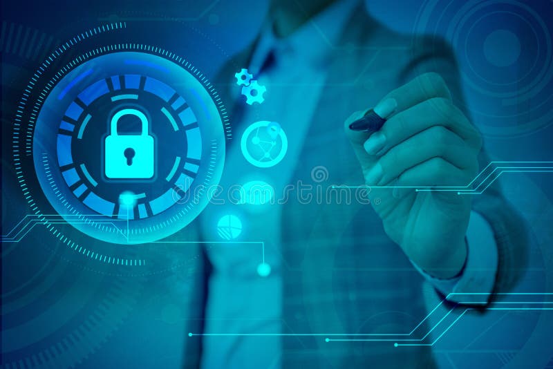 Graphics of Latest Digital Technology Protection Data Padlock Security ...