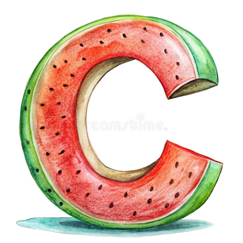 Graphics Letter C Watermelon Green Red with Seeds Stock Image ...