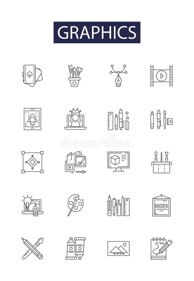 Graphics Line Vector Icons and Signs. Design, Art, Vector, Rendering ...