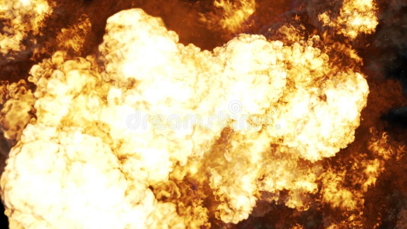 Realistic Fireball Explosion with Huge Smoke Blast Isolated on Green ...
