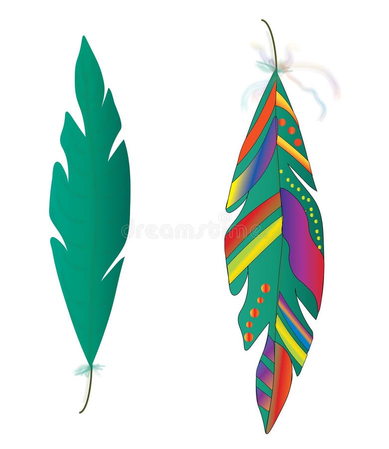 Graphics of Native American Indian Feathers in Colors Stock ...