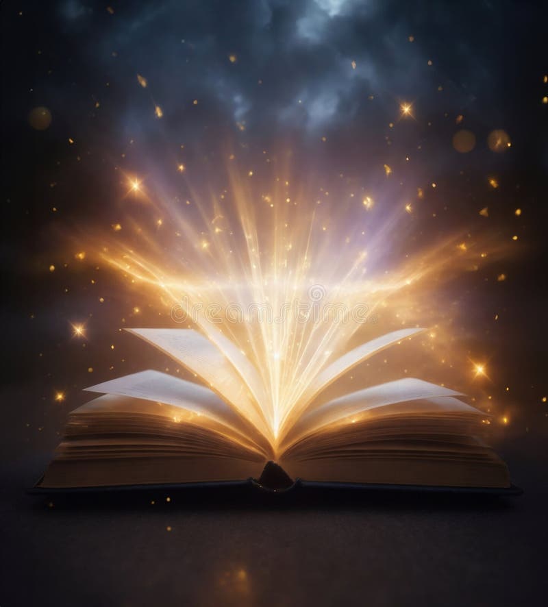 Graphics Open Book Lit from Above Stock Illustration - Illustration of ...