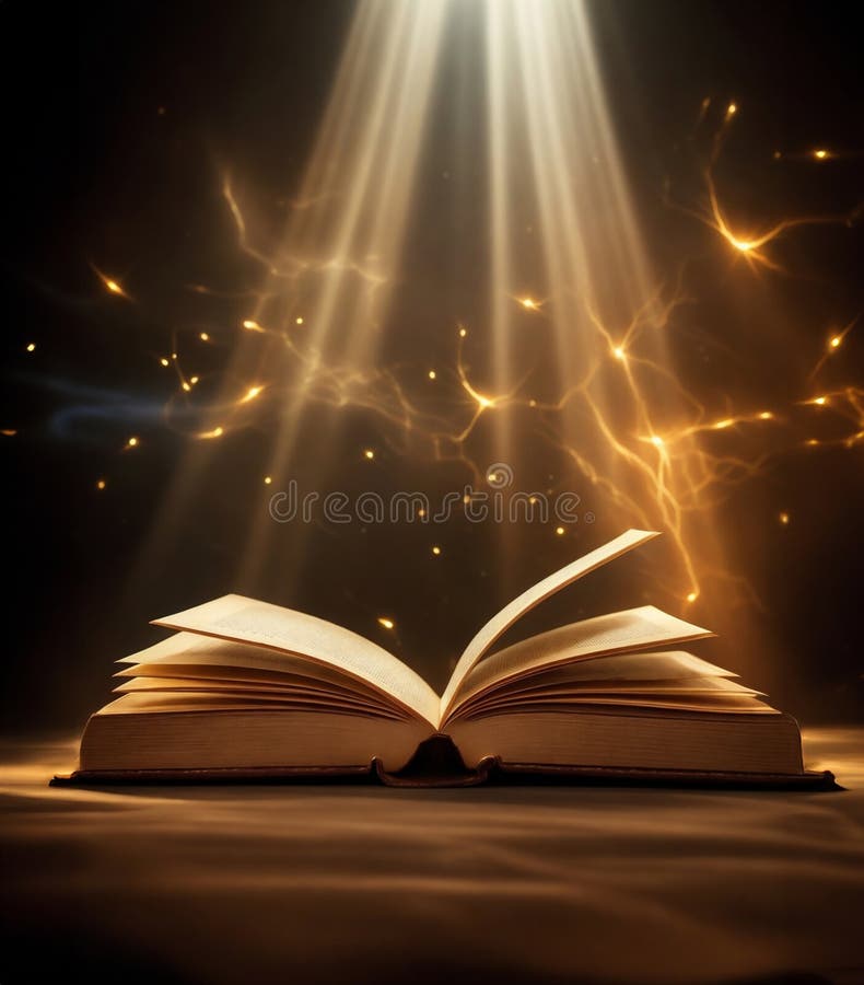 Graphics Open Book Lit from Above Stock Illustration - Illustration of ...