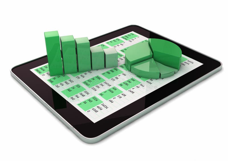 Graphics over a tablet stock illustration. Illustration of arrow - 27369915