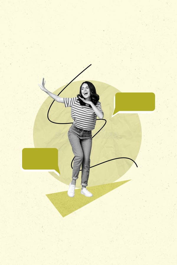 Graphics Pop Collage of Person Stand Geometry Figure with Textbox on ...