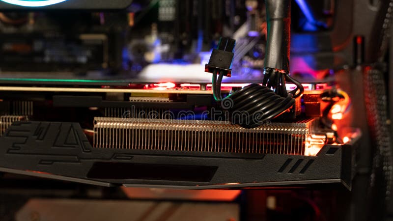 Graphics Processing Unit with Neon Light. LED Light, CPU Cooler Stock ...