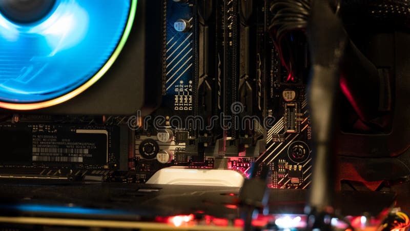 Graphics Processing Unit with Neon Light. LED Light, CPU Cooler Stock ...