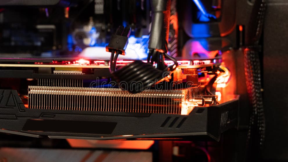 Graphics Processing Unit with Neon Light. LED Light, CPU Cooler Stock ...