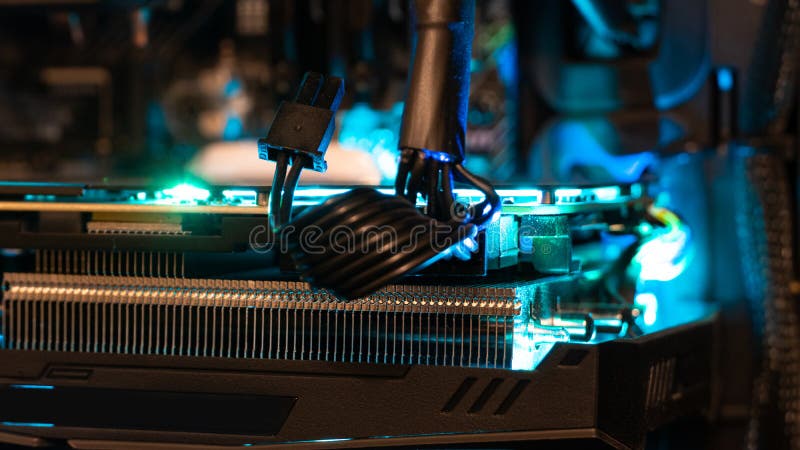 Graphics Processing Unit with Neon Light. LED Light, CPU Cooler Stock ...