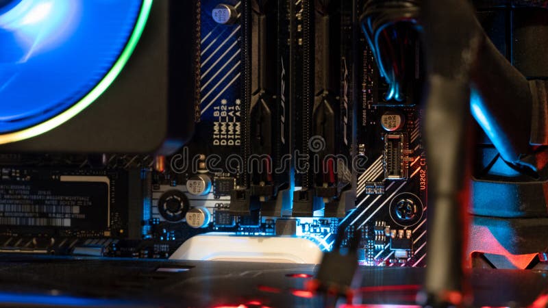 Graphics Processing Unit with Neon Light. LED Light, CPU Cooler Stock ...