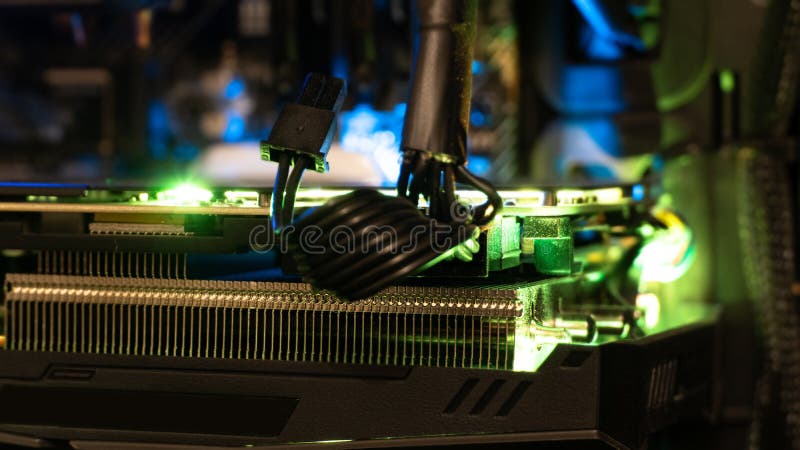 Graphics Processing Unit with Neon Light. LED Light, CPU Cooler Stock ...