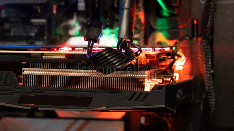 Graphics Processing Unit with Neon Light. LED Light, CPU Cooler Stock ...