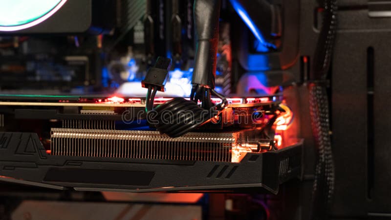 Graphics Processing Unit with Neon Light. LED Light, CPU Cooler Stock ...