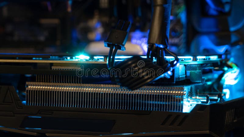 Graphics Processing Unit with Neon Light. LED Light, CPU Cooler Stock ...