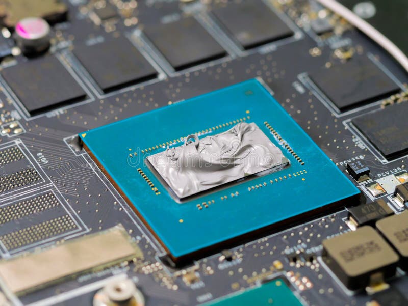 Graphics Processor on the Motherboard of a Laptop with Thermal Paste ...