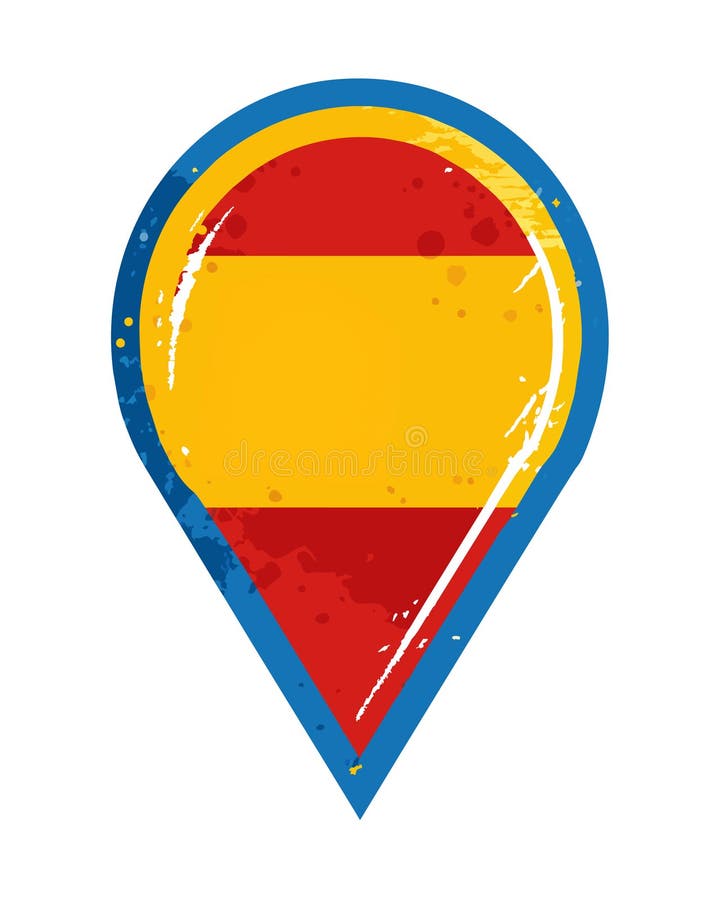 Graphics Red Large Push Pin with the with the Spanish Flag Stock Image ...