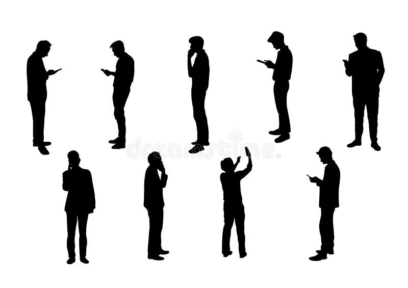 Graphics Silhouette Business Man Hold Smartphone For Connection By