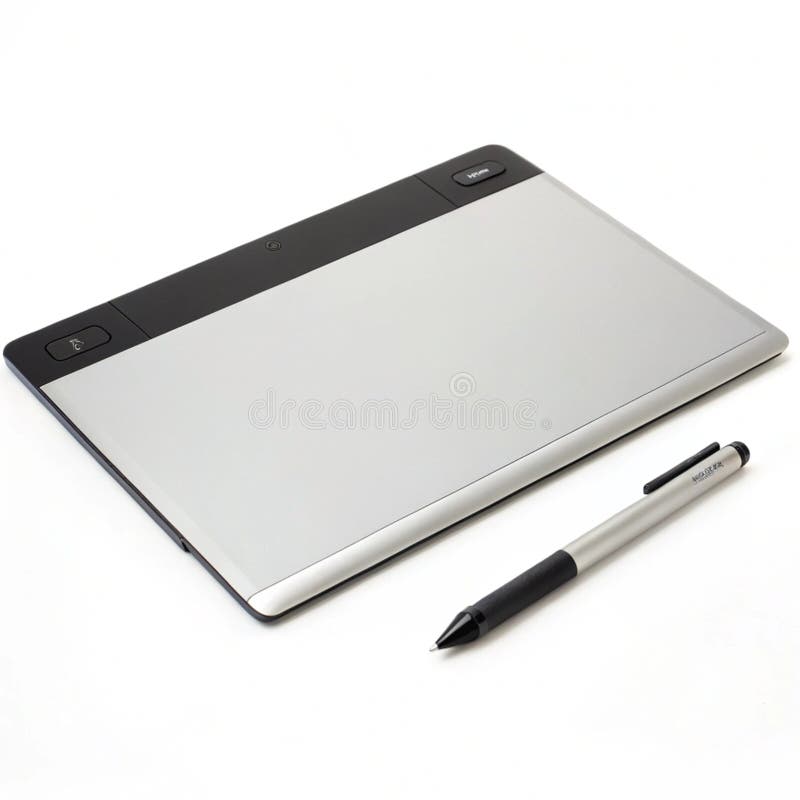 Graphics Tablet with Stylus Isolated on White Background Stock ...