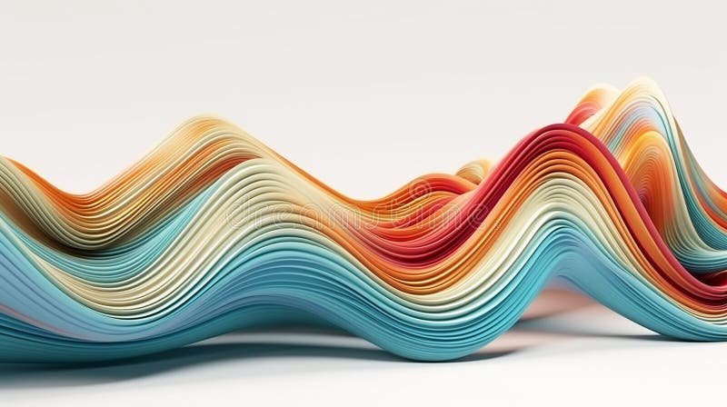 Graphics, Three-dimensional Color Waves, Lines on a White Background. Pattern, Abstract ...