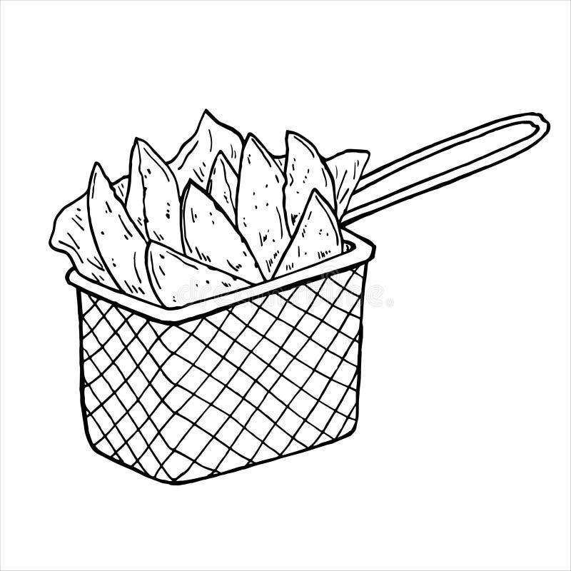 Graphics Vector Black Outline Potato Slices, Fried Potatoes Stock ...
