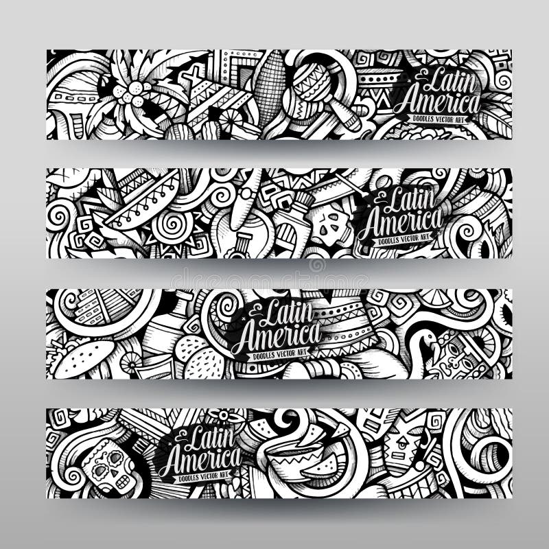 Graphics Vector Latin American Doodle Banners Stock Vector ...