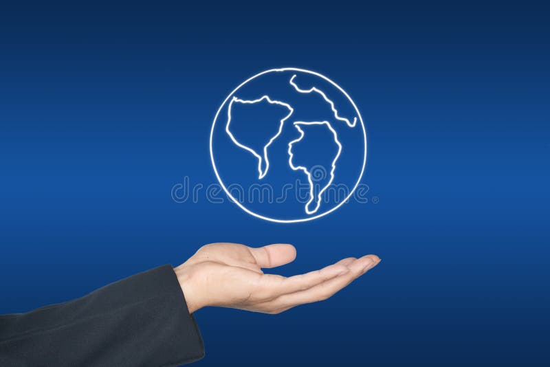 Graphisme De Carte De Main Et Du Monde Image stock - Image du ...