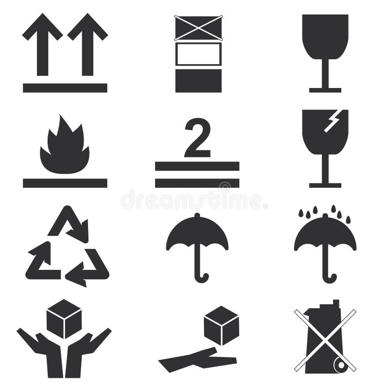 Ensemble De Symbole Fragile Avec La Conception Brune De Texture De ...