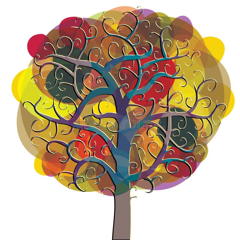 Arbre multicolore illustration de vecteur. Illustration du lames - 28622277