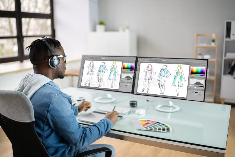 Graphiste africain image stock. Image du conception - 243556953