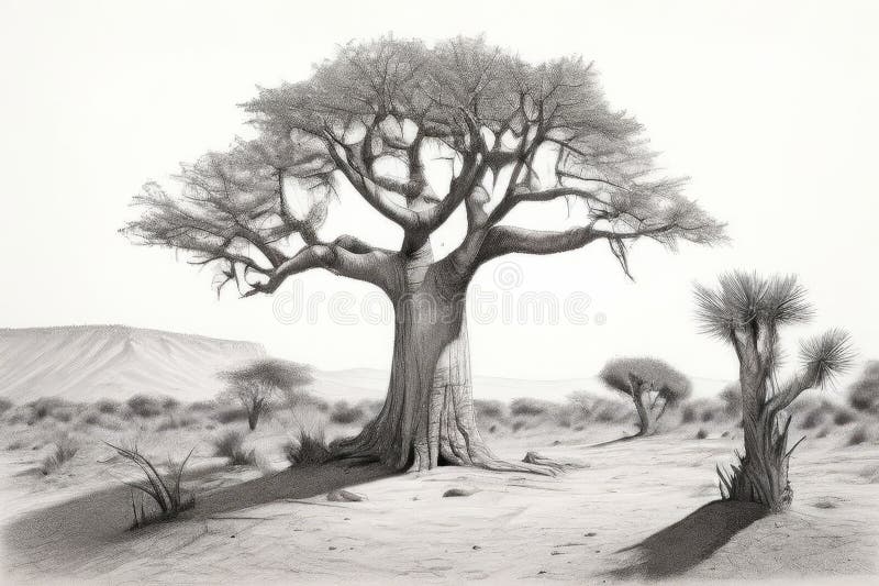 Graphite Baobabsmooth Graphite Shading Captures the Unique Form Stock ...