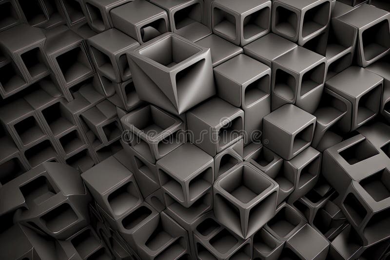 Graphite Black 3d Render Abstract Geometric Background From Convex