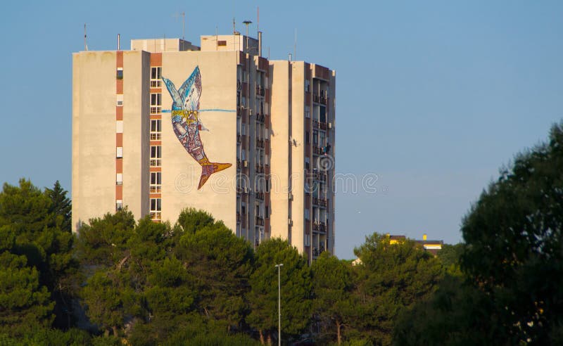 Graphite on the building editorial stock image. Image of saturated ...