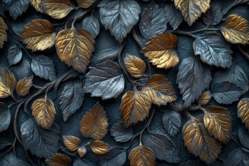 Graphite-colored Stone Texture in the Form of Leaves, Dark Abstract ...