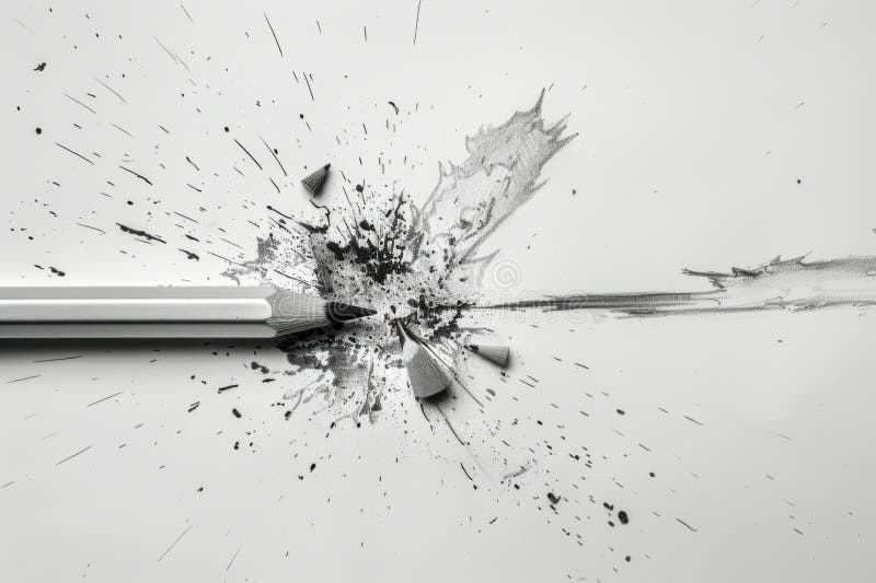 Graphite Drawing of Water Splash with Bubbles, Accompanied by Two ...